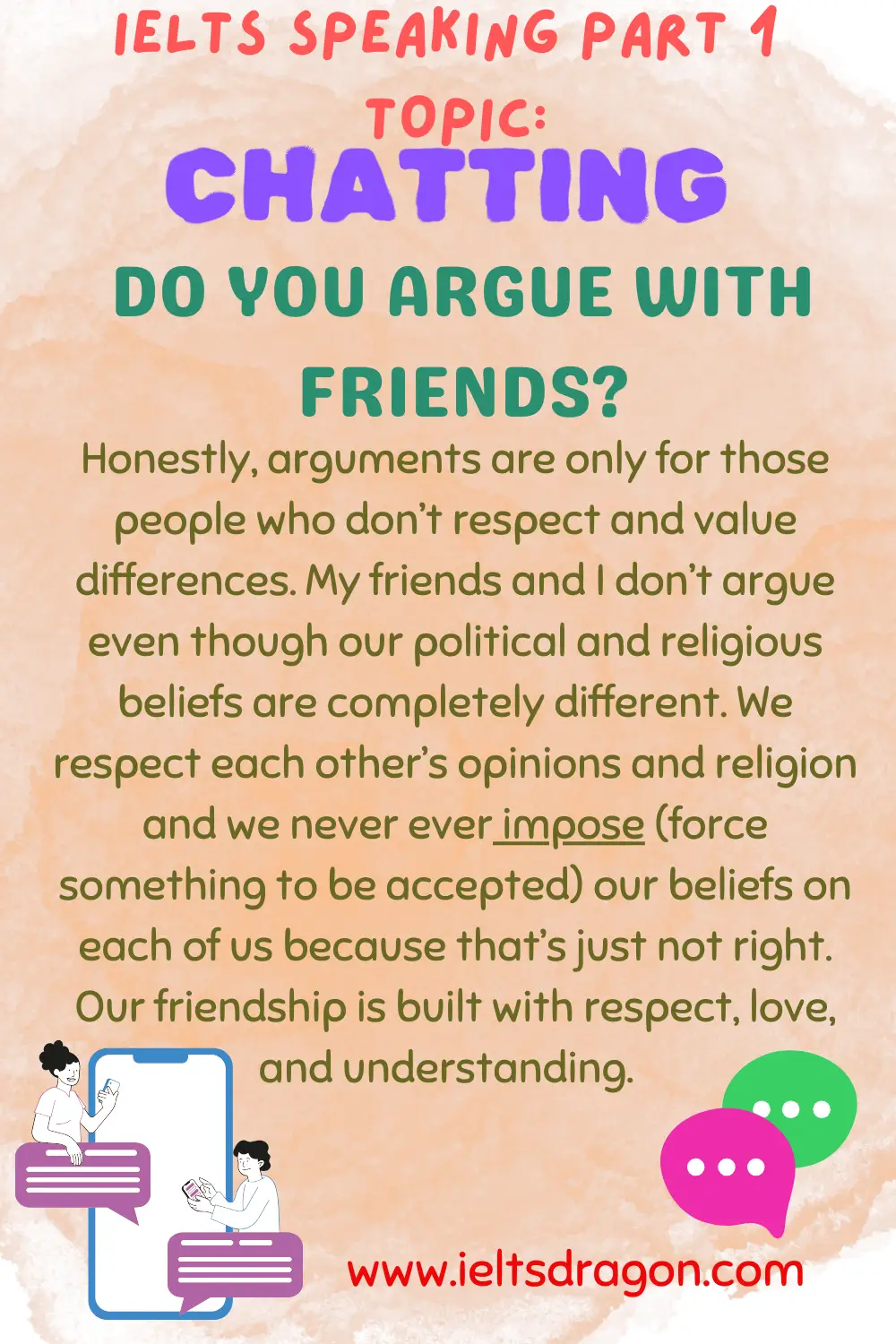 IELTS SPEAKING PART 1: CHATTING [ANSWERS] - ieltsDragon-BAND 9.0 Getter!